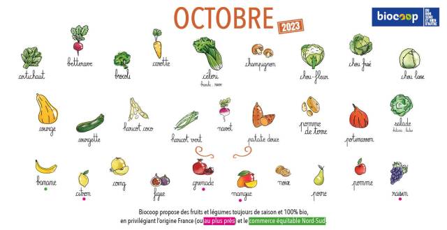 Calendrier des fruits et légumes bio d’Octobre | blog Recettes veggie